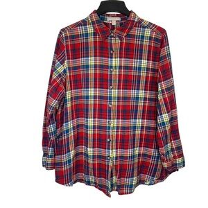 Woman Within | Tops | Woman Within Red Plaid Size Large 82 Flannel Long ...